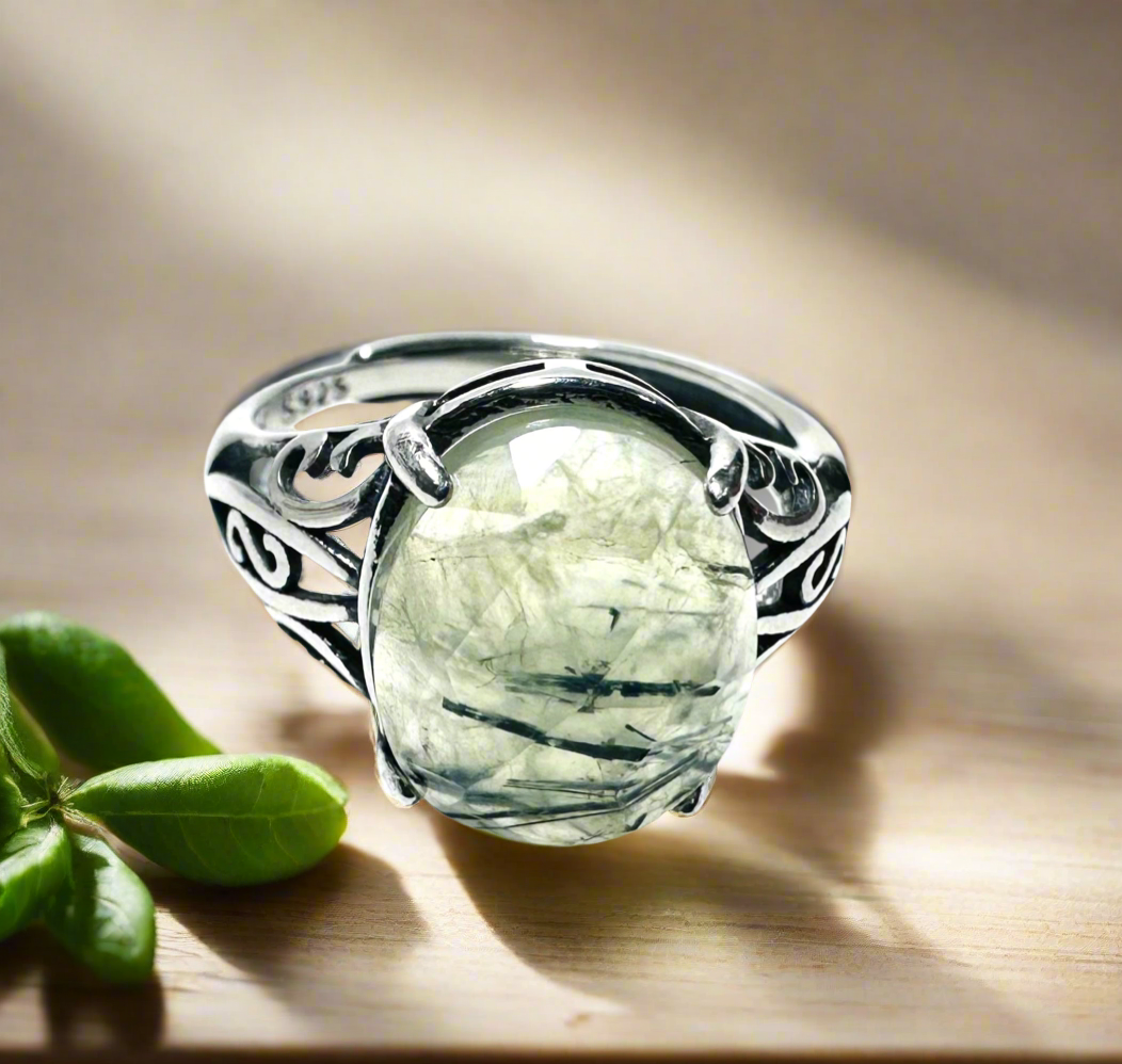 Gemstone Adjustable Filigree Ring | Janine Design